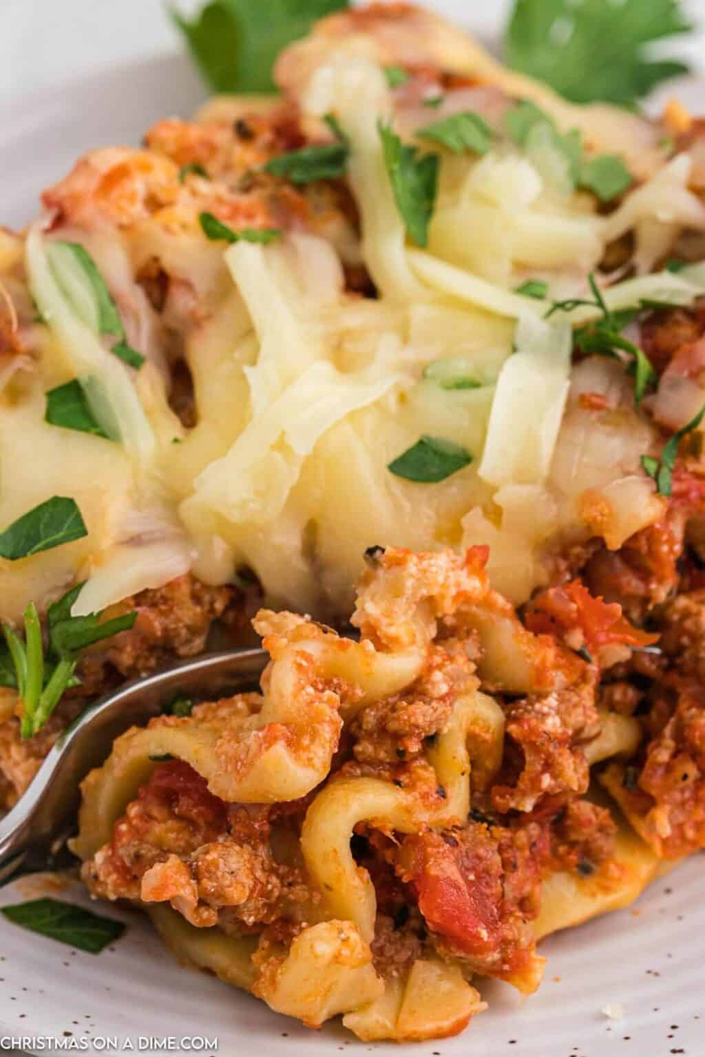 Crockpot Ground Turkey Lasagna - christmasonadime.com