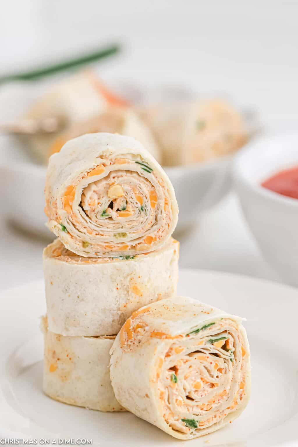 Tortilla Pinwheels Recipe - christmasonadime.com