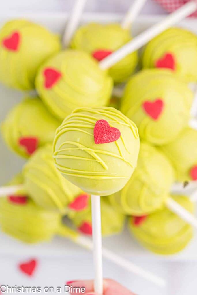Grinch Cake Pops - christmasonadime.com