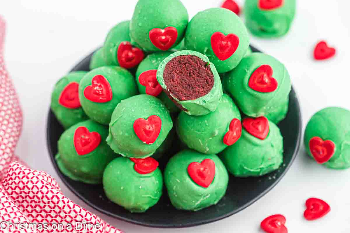 Grinch Cake Balls - christmasonadime.com