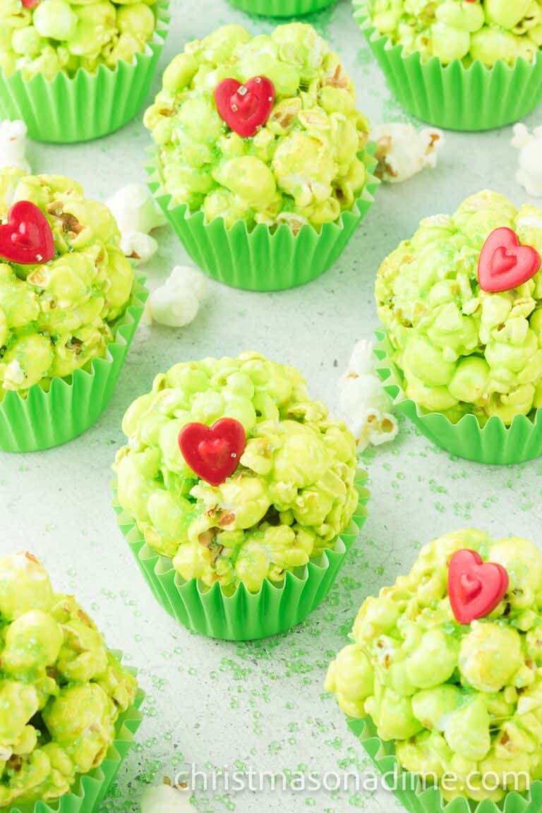 Grinch Popcorn Balls - christmasonadime.com