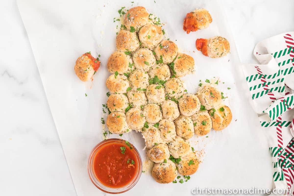 Christmas Tree Pull Apart Bread - christmasonadime.com